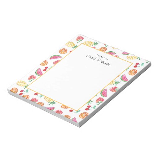 Personalised fruit salad patterned Notepad | Zazzle
