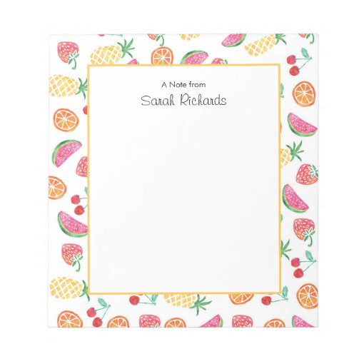 Personalised fruit salad patterned Notepad | Zazzle