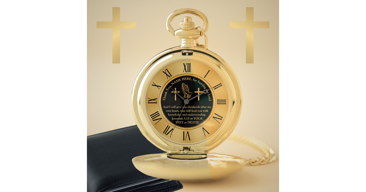 Personalised Gifts for Priests, Pastors, Leaders Pocket Watch | Zazzle