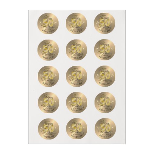 Personalised Gold 50th Anniversary Cupcake Toppers Edible Frosting ...