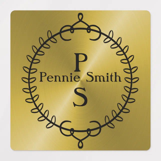 Personalised Gold Custom Vinyl Monogram Stickers | Zazzle