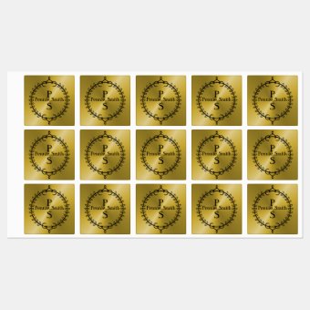 Personalised Gold Custom Vinyl Monogram Stickers | Zazzle