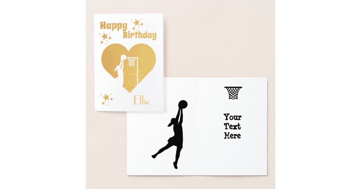Personalised Gold foil Netball Birthday Card | Zazzle