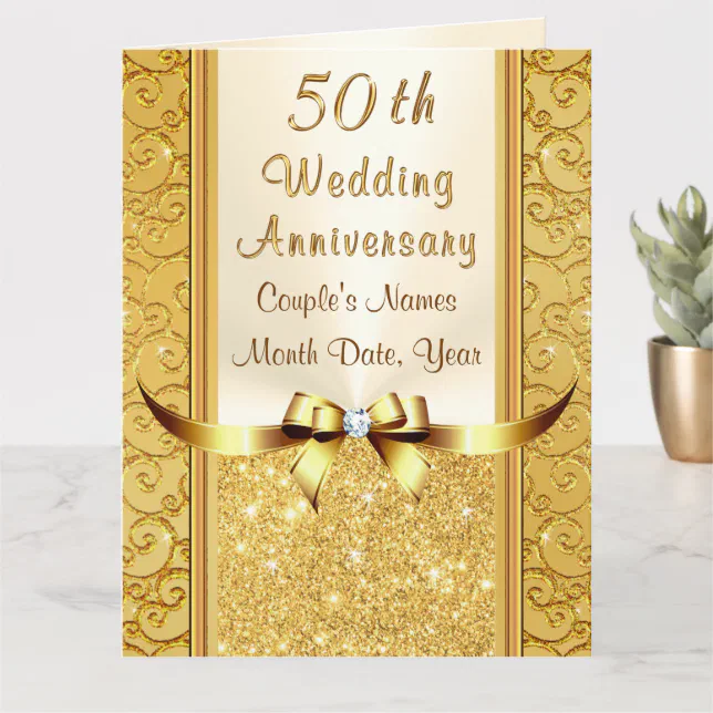 Personalised Golden Wedding Anniversary Cards, BIG Card | Zazzle