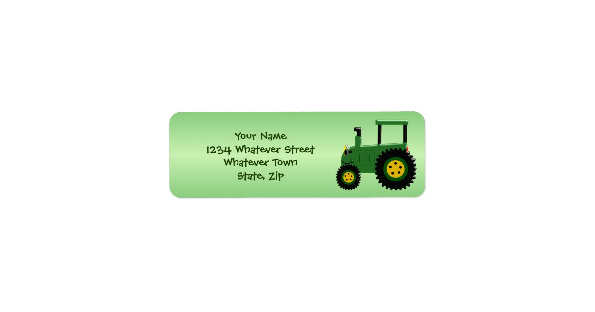 Personalised Green Tractor Design Label | Zazzle