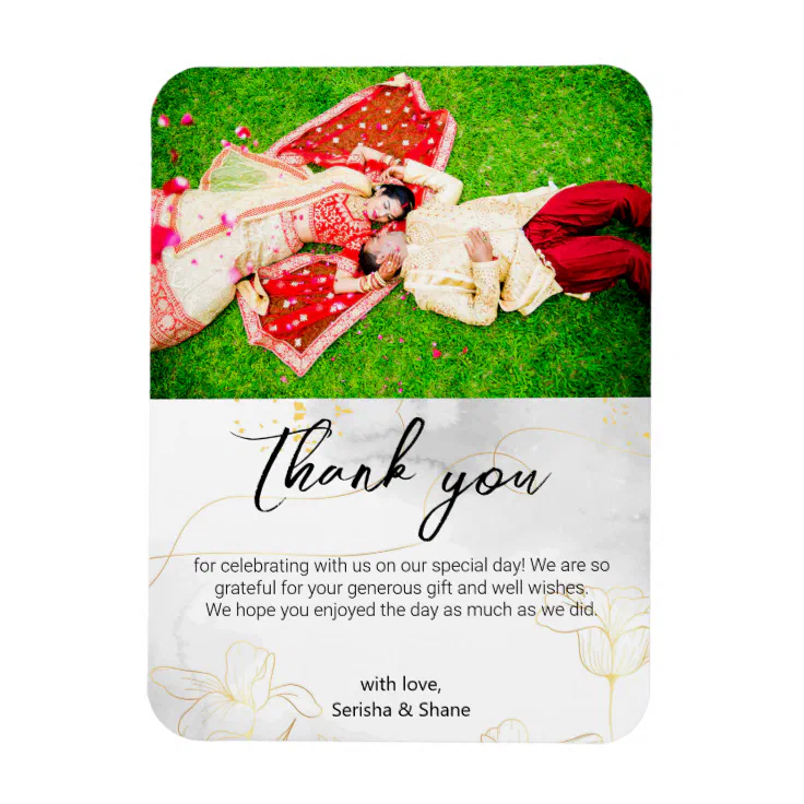 Personalised horizontal photo thank you magnet | Zazzle