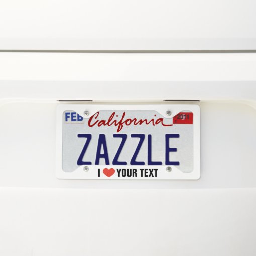 Personalised I Love License Plate Frame | Zazzle