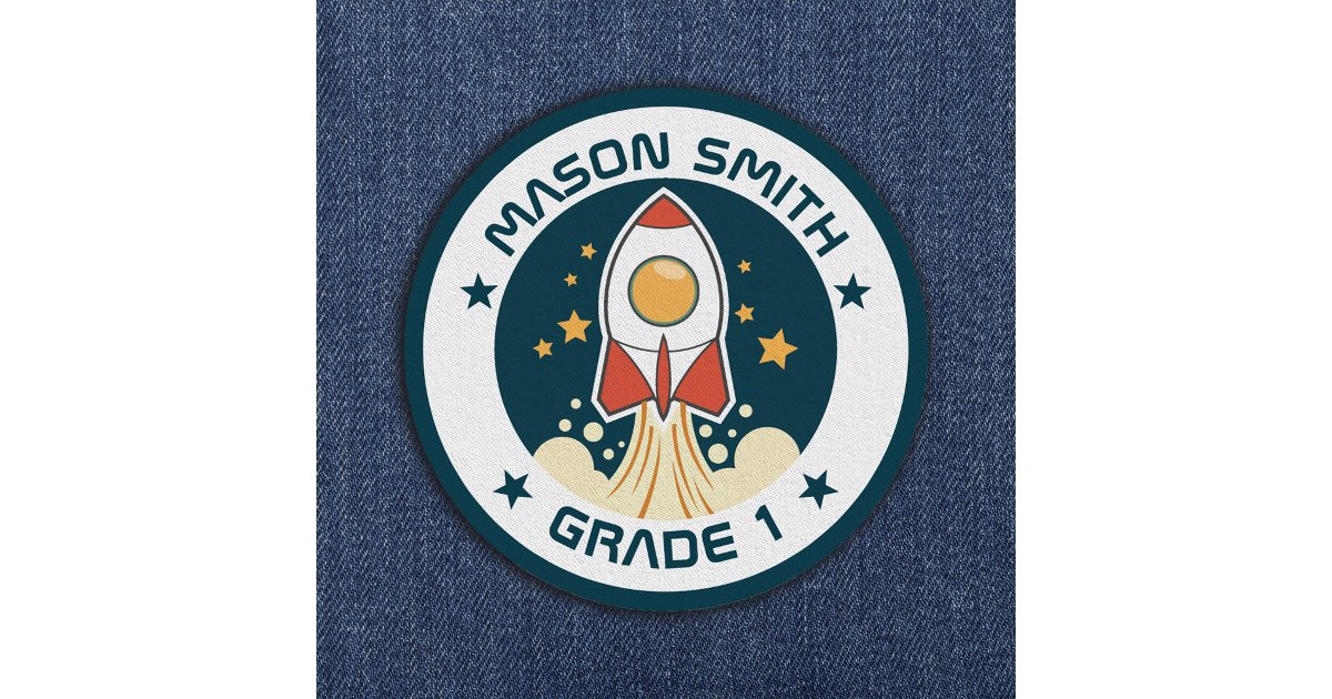Personalised Kids Space Ship Patch | Zazzle
