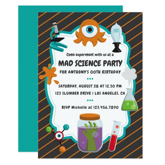 Personalised Mad Science Birthday Party Invitation | Zazzle.com