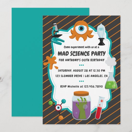 Personalised Mad Science Birthday Party Invitation | Zazzle.com