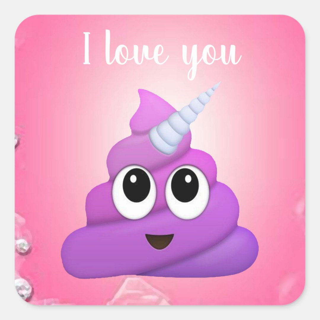 Personalised Magical Unicorn Poop Emoji Square Sticker | Zazzle