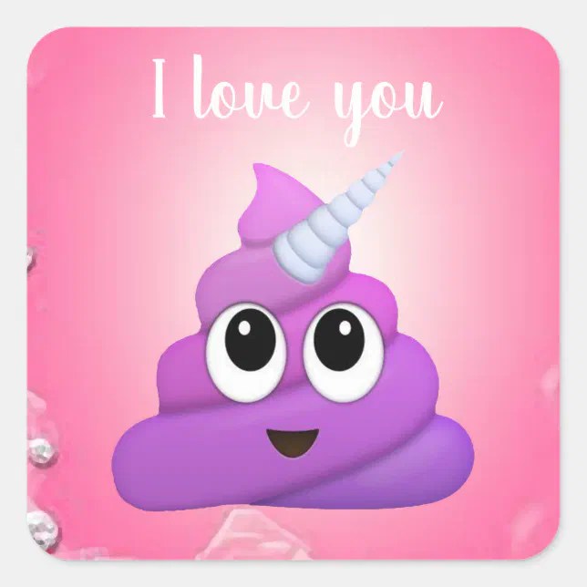 Personalised Magical Unicorn Poop Emoji Square Sticker | Zazzle