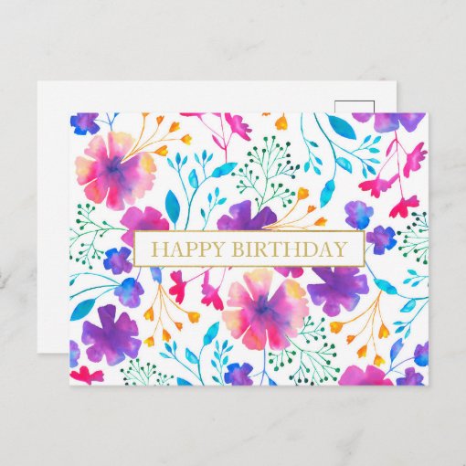 Personalised Message Floral Pattern Postcard | Zazzle