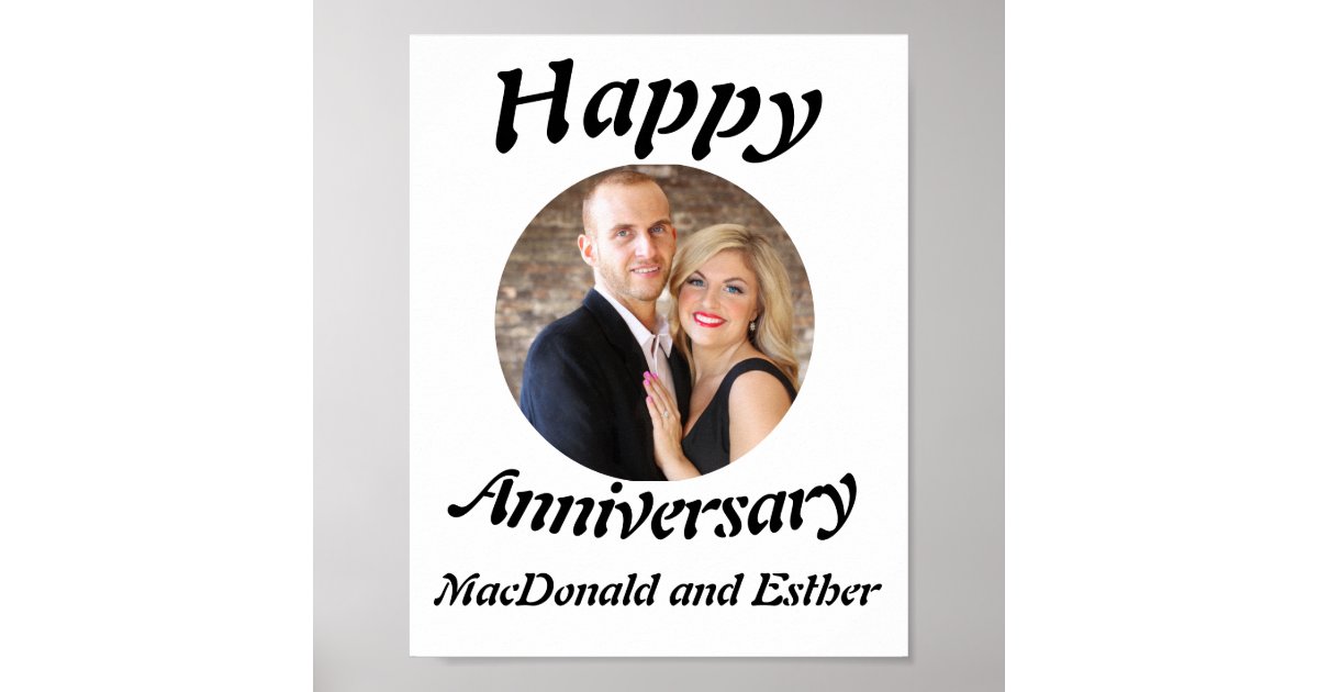 Personalised Modern Happy Anniversary photo Poster | Zazzle
