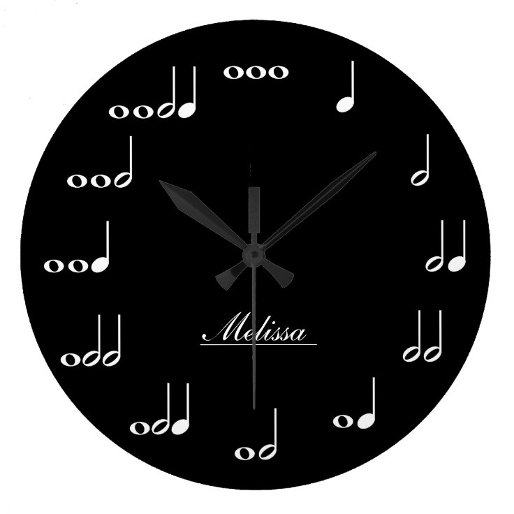 Personalised Music Notes Large Clock | Zazzle