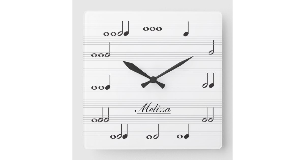 Personalised Music Notes Square Wall Clock | Zazzle