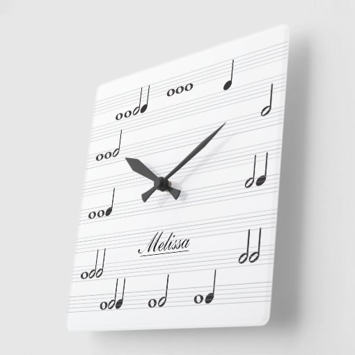 Personalised Music Notes Square Wall Clock | Zazzle