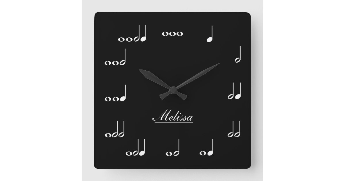 Personalised Music Notes Square Wall Clock | Zazzle