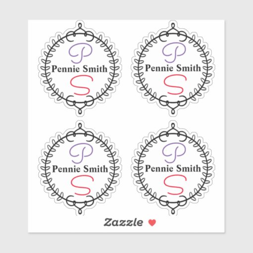 Personalised Name Monogram Clear Vinyl Stickers | Zazzle
