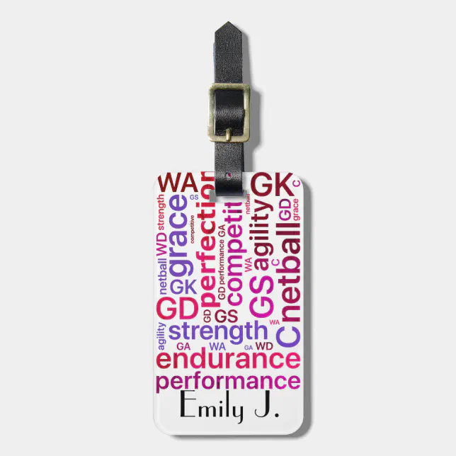 Personalised Name Player Positions Netball Luggage Tag | Zazzle