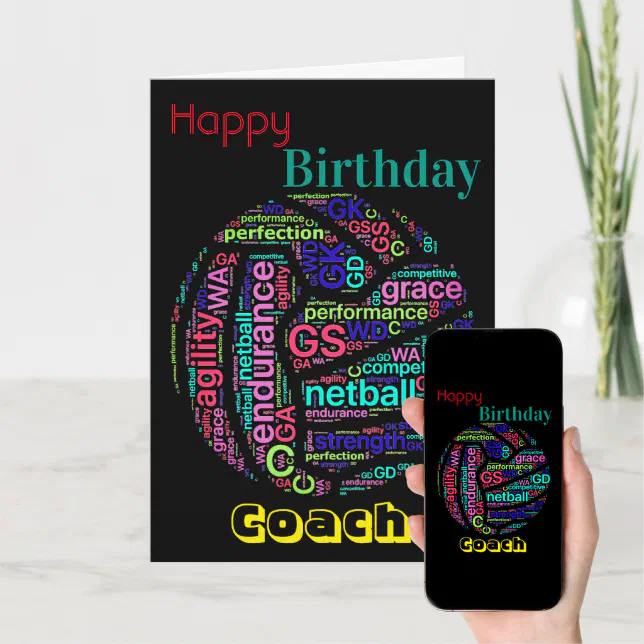 Personalised Netball Coach Birthday Card | Zazzle