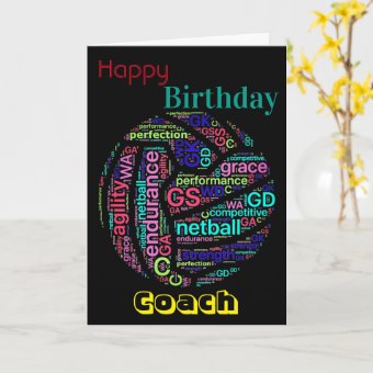 Personalised Netball Coach Birthday Card | Zazzle