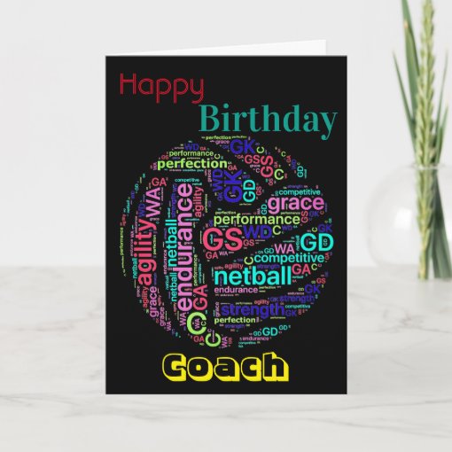 Personalised Netball Coach Birthday Card | Zazzle