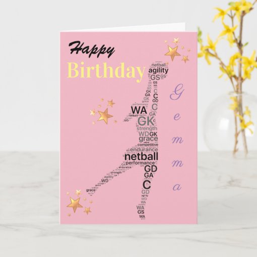 Personalised Netball Theme Birthday Card | Zazzle