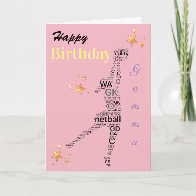 Personalised Netball Theme Birthday Card | Zazzle
