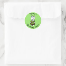 Personalised Penny the Rabbit Birthday Party Classic Round Sticker | Zazzle