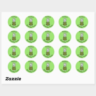 Personalised Penny the Rabbit Birthday Party Classic Round Sticker | Zazzle