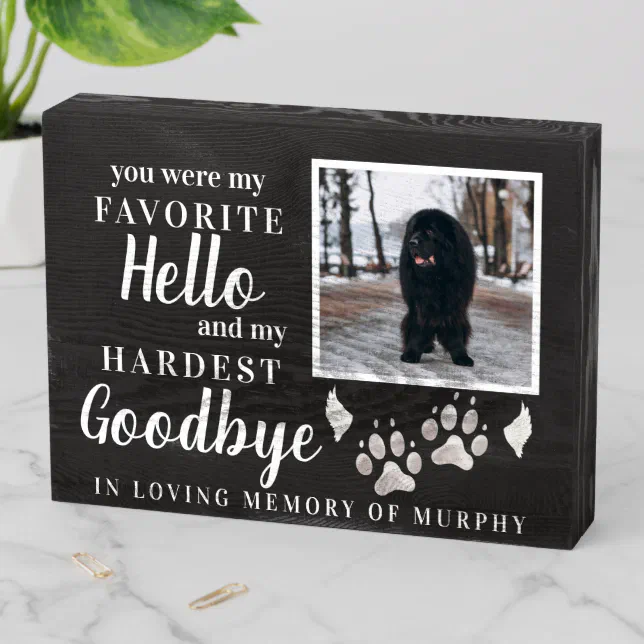 Personalised Pet Memorial Print | Paw Prints Wooden Box Sign | Zazzle