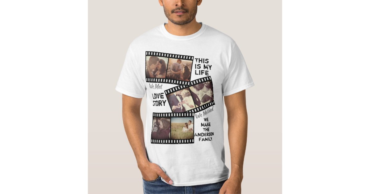 personalised photo film and text T-Shirt | Zazzle.com