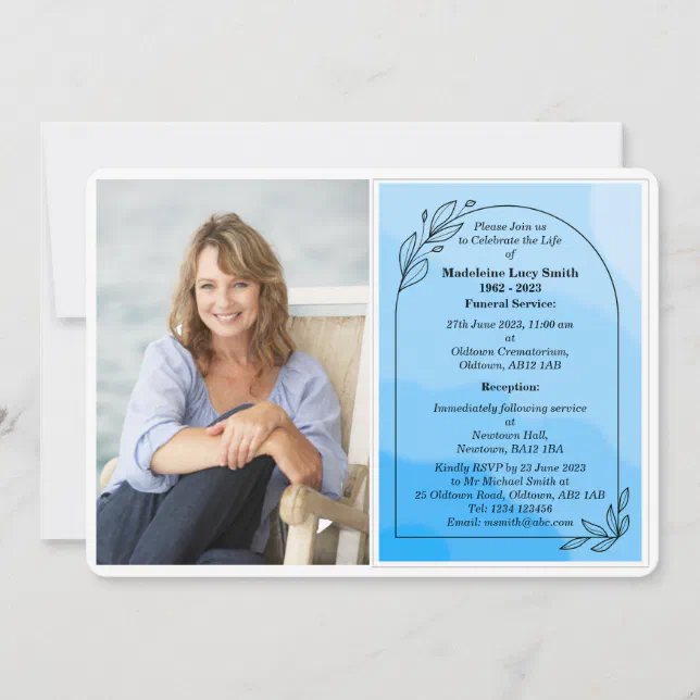 Personalised Photo Funeral Invitation | Zazzle