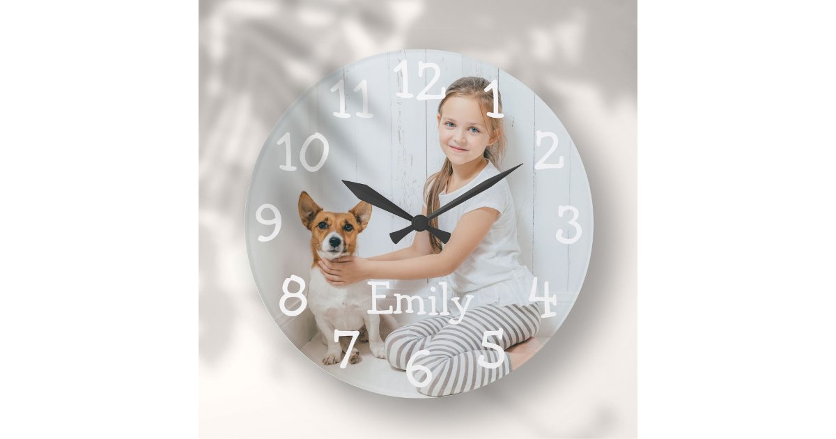 Personalised Photo Name Large Clock | Zazzle
