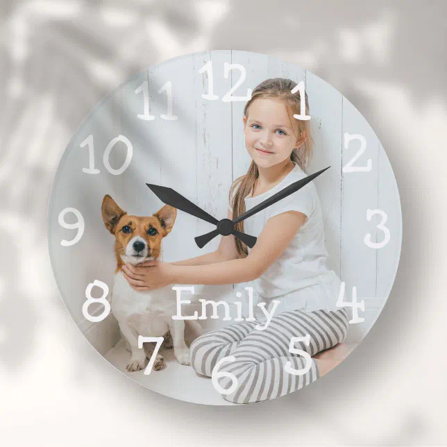 Personalised Photo Name Large Clock | Zazzle