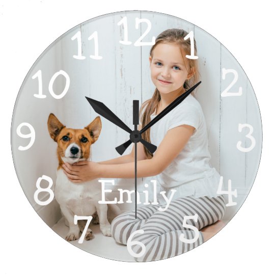 Personalised Photo Name Large Clock | Zazzle.com