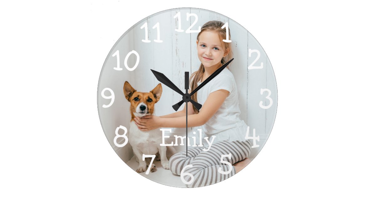 Personalised Photo Name Large Clock | Zazzle.com
