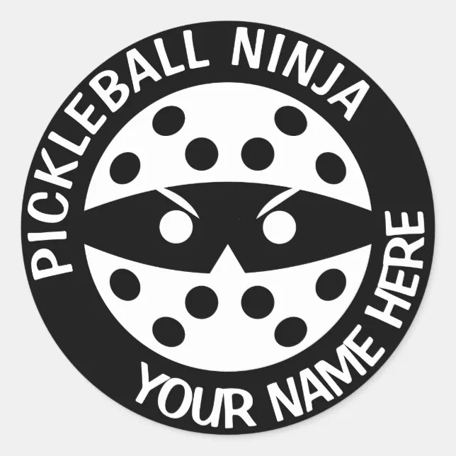 Personalised Pickleball ninja Classic Round Sticker | Zazzle