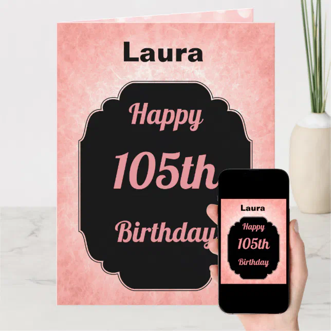 Personalised pink Happy 105th Birthday Card | Zazzle