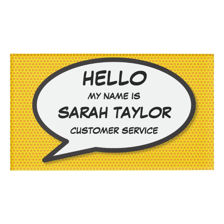 Personalised Pop Art Comic Book Speech Bubble Name Tag | Zazzle