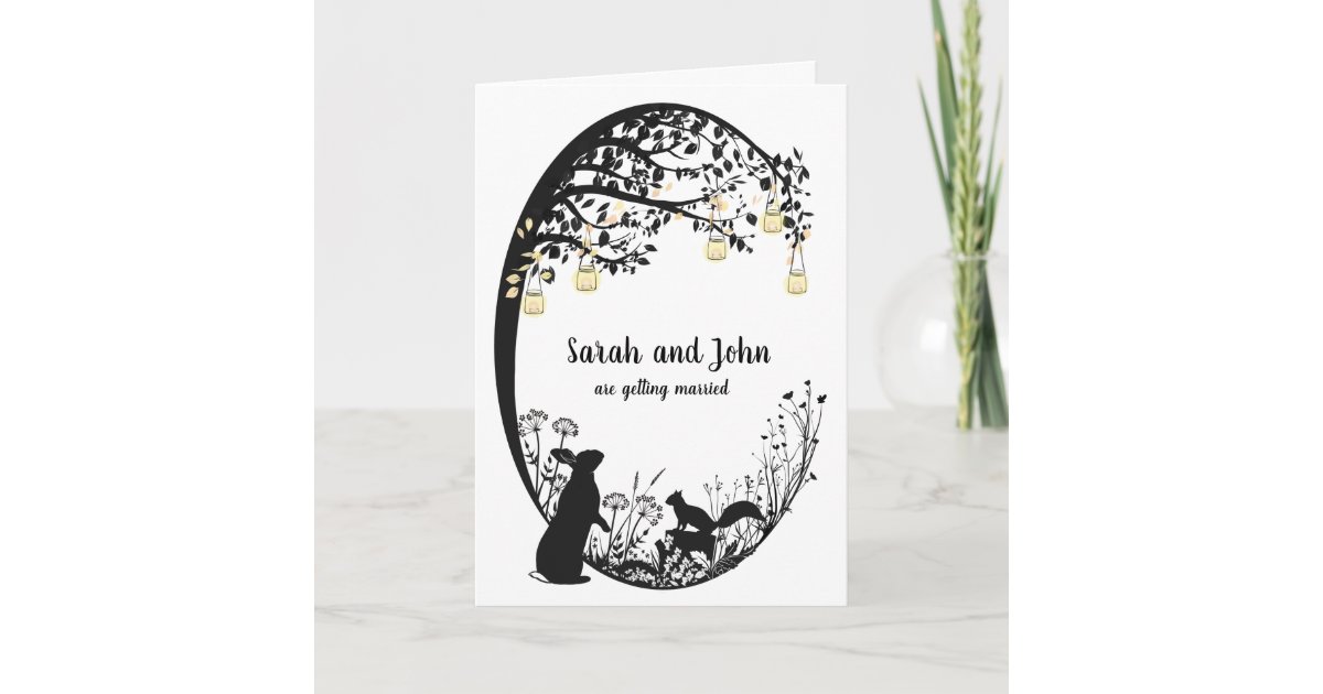 Personalised Rabbit, Squirrel & Tea Light Wedding Invitation | Zazzle