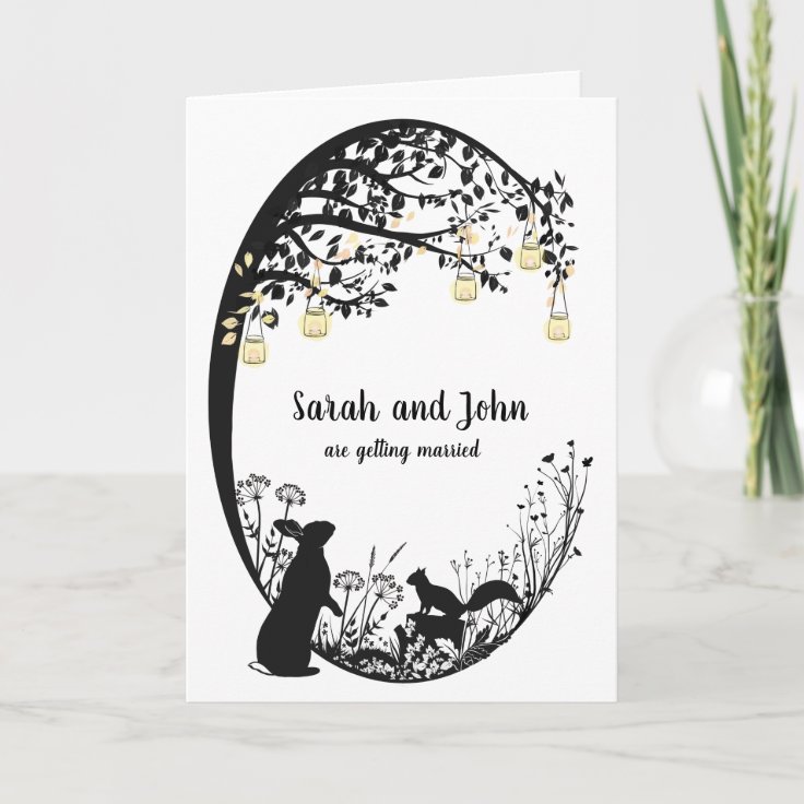 Personalised Rabbit, Squirrel & Tea Light Wedding Invitation | Zazzle
