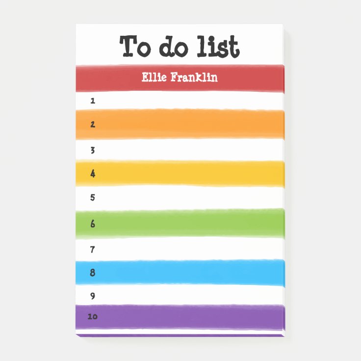 Personalised Rainbow Stripes To-Do List Post-it Notes | Zazzle
