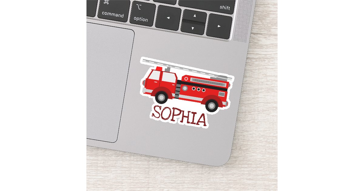 Personalised Red Firetruck Sticker | Zazzle