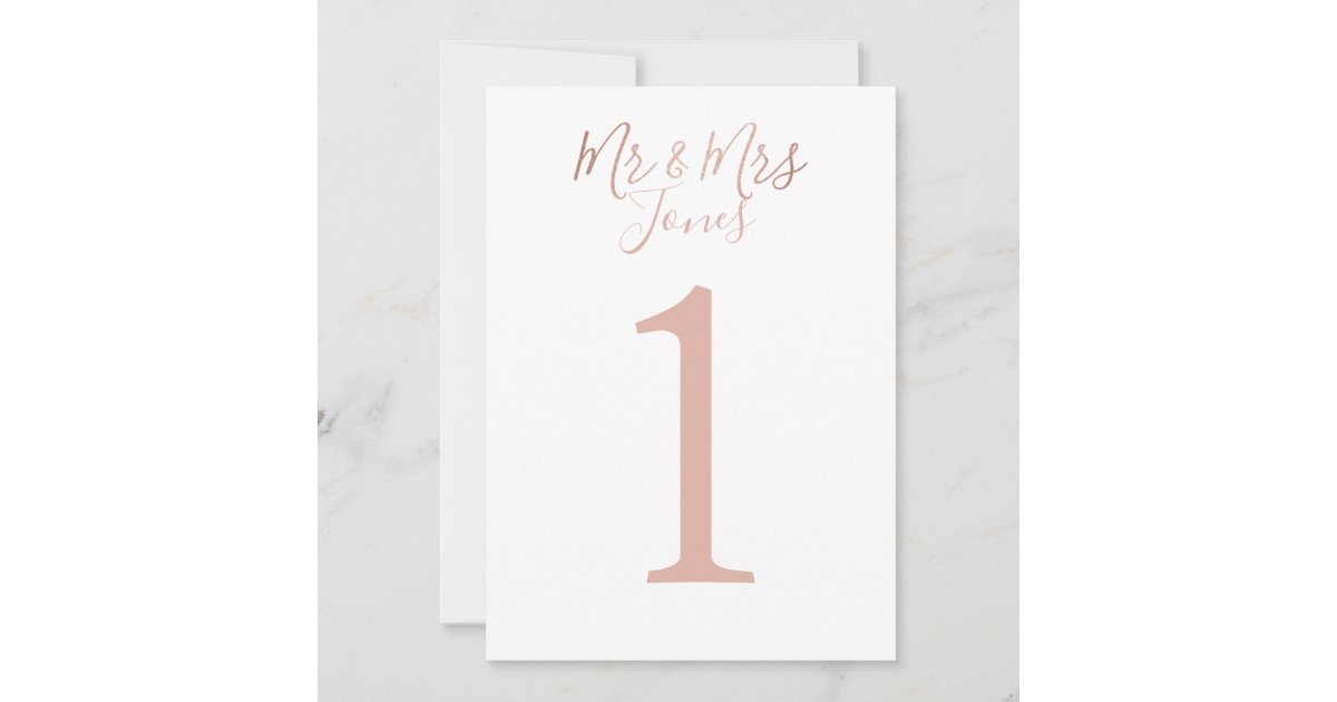 Personalised Rose Gold Wedding Table Numbers | Zazzle