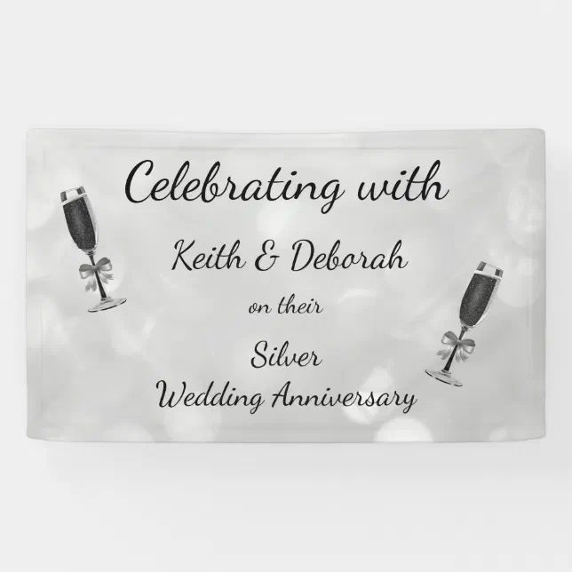 Personalised Silver Wedding Anniversary Banner | Zazzle