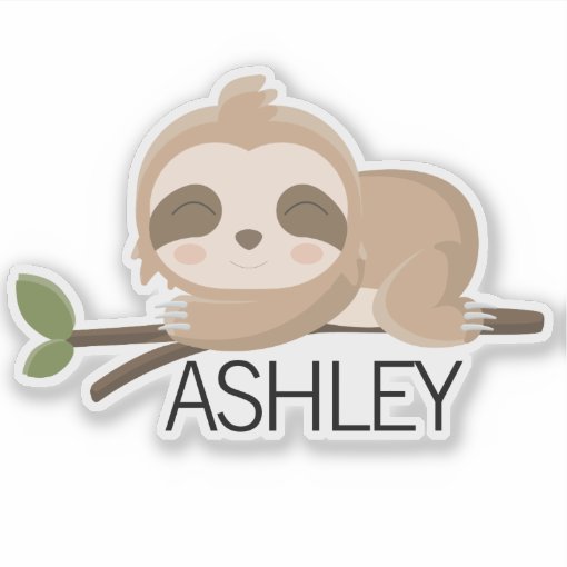 Personalised Sloth Name Laptop Sticker | Zazzle