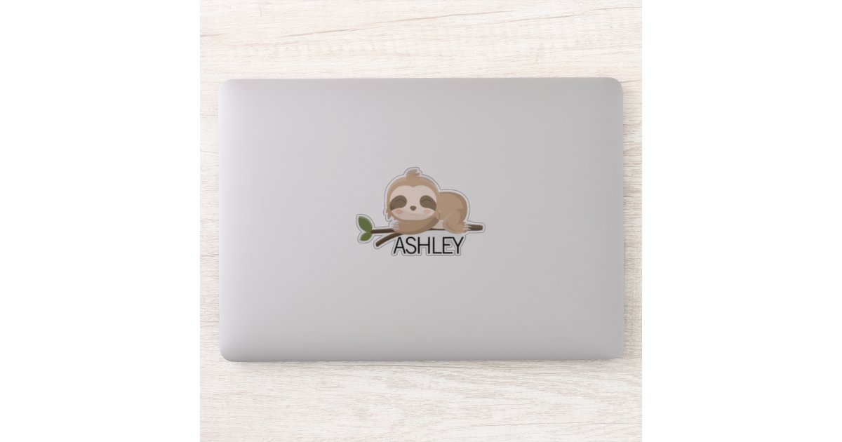 Personalised Sloth Name Laptop Sticker | Zazzle