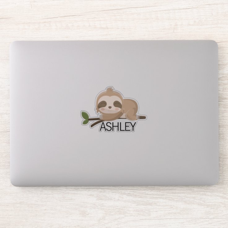 Personalised Sloth Name Laptop Sticker | Zazzle